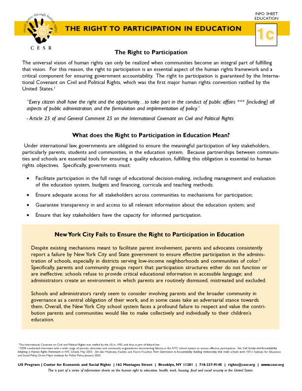 The Right to Participation — Center for Economic and Social Rights